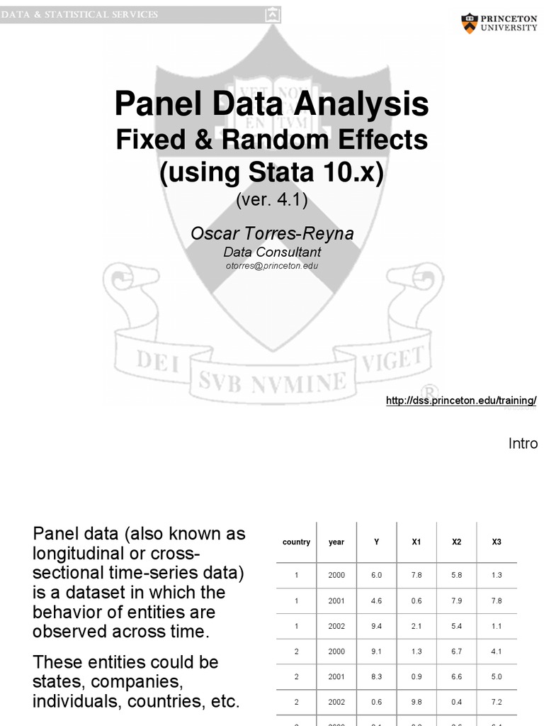 Panel Data Analysis: Fixed & Random Effects (Using Stata 10.x) | PDF | Fixed Effects Model ...