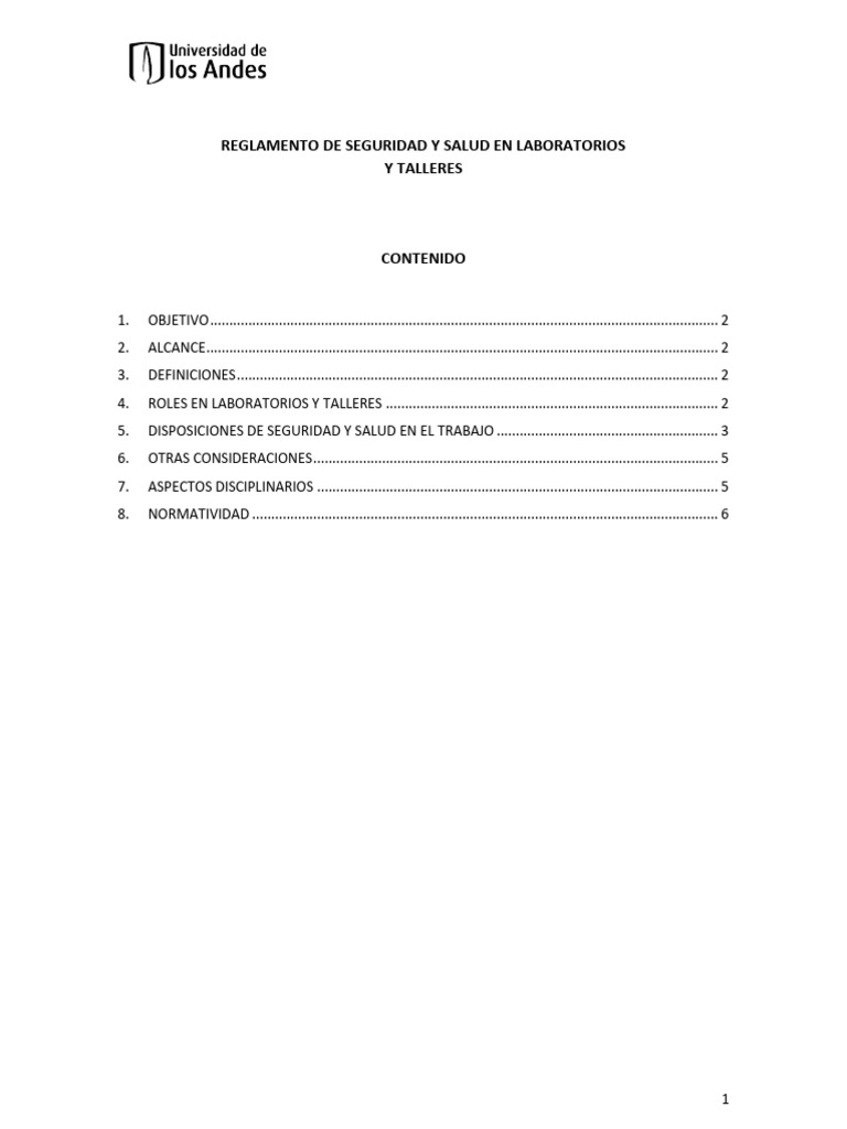 Reglamento de Seguridad y Salud en Laboratorios y Talleres 2023 | PDF | Laboratorios | Regulación