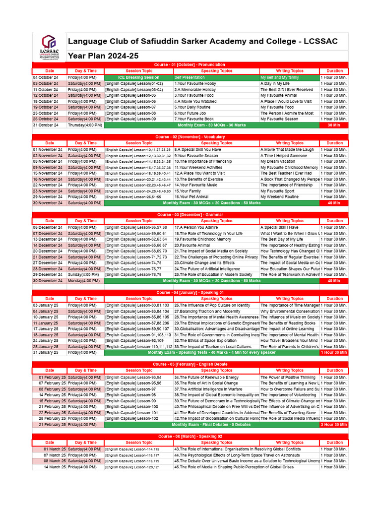 Language Club Year Plan 2024-25 | PDF | English Language | Psychology