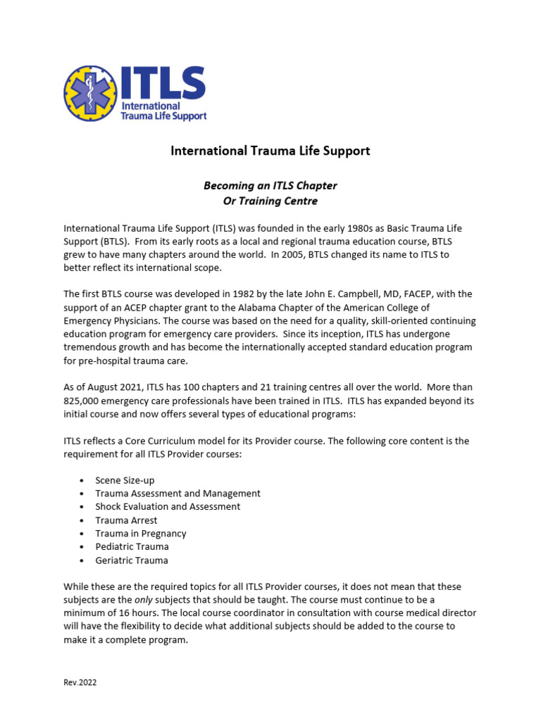 Itls | PDF | Emergency Medical Services | Emergency Medical Technician