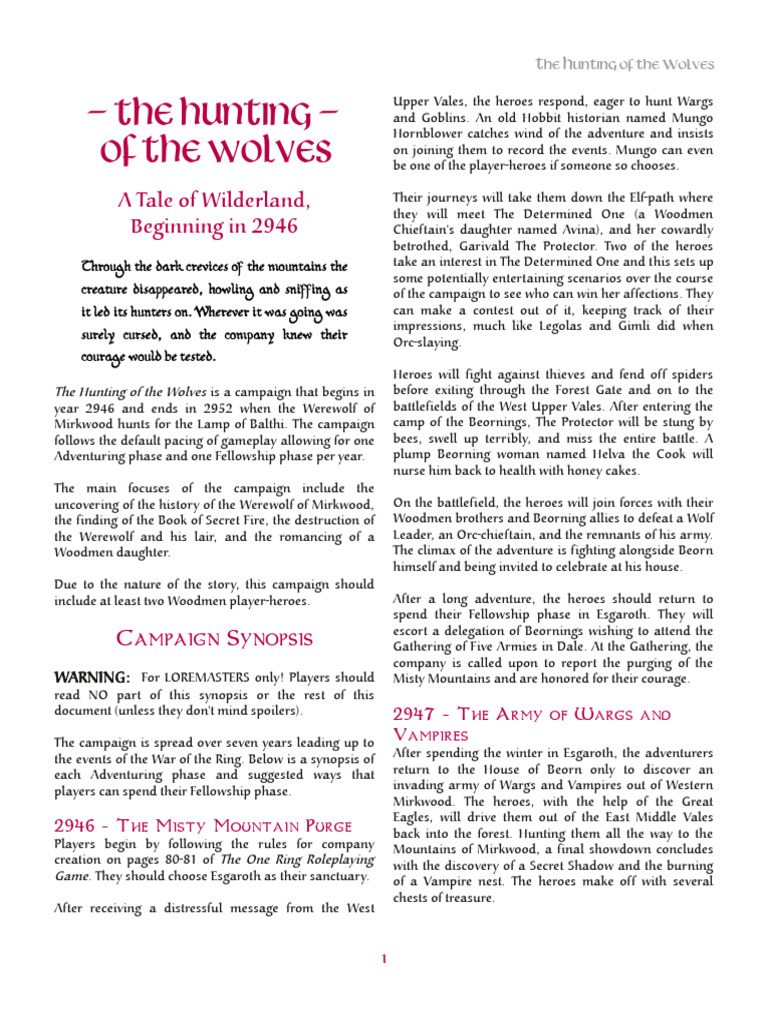 Aventura - The Hunting of The Wolves | PDF | Middle Earth | Fantasy