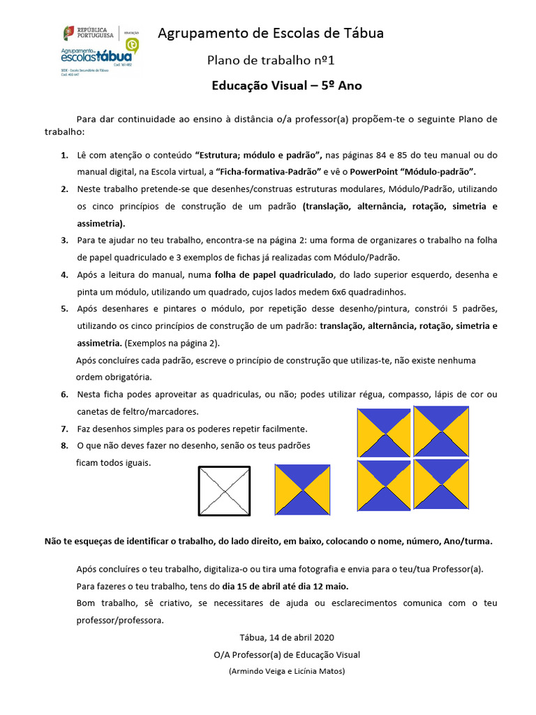 1º-Plano - Trabalho - EV - 5ºano | PDF | Simetria