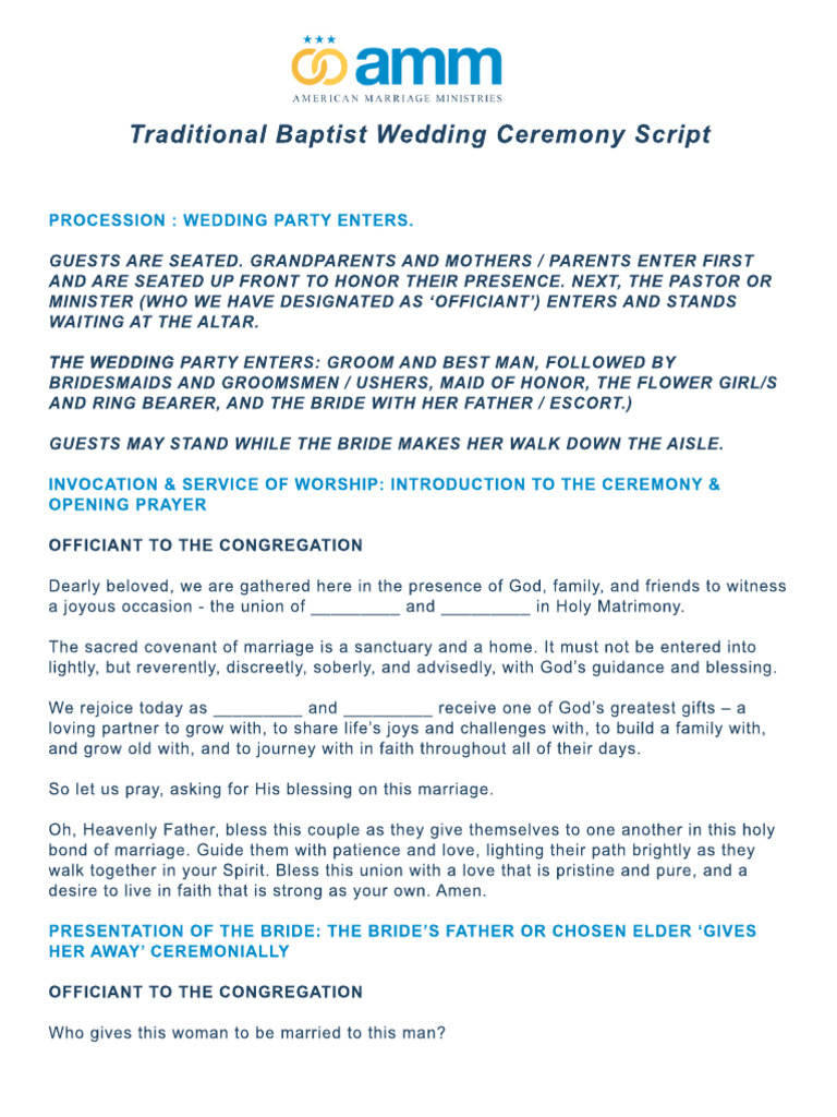 TRADITIONAL-BAPTIST-WEDDING-CEREMONY-AMERICAN-MARRIAGE-MINISTRIES | PDF ...