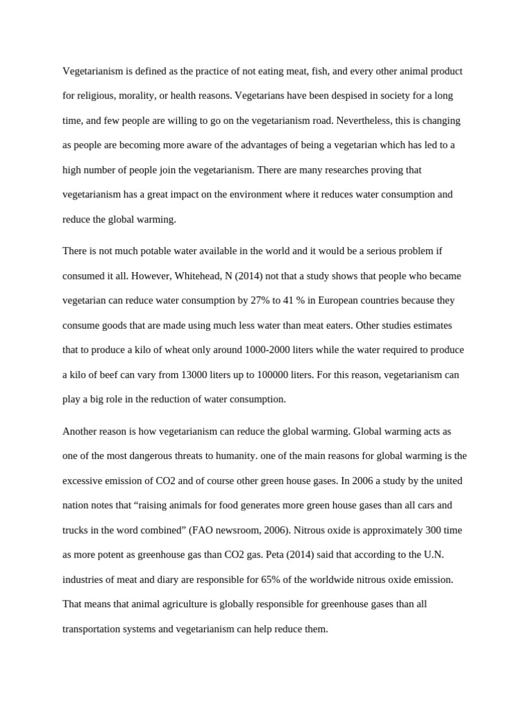 Argumentative Essay Ahmed Tamer | PDF | Vegetarianism | Greenhouse Gas