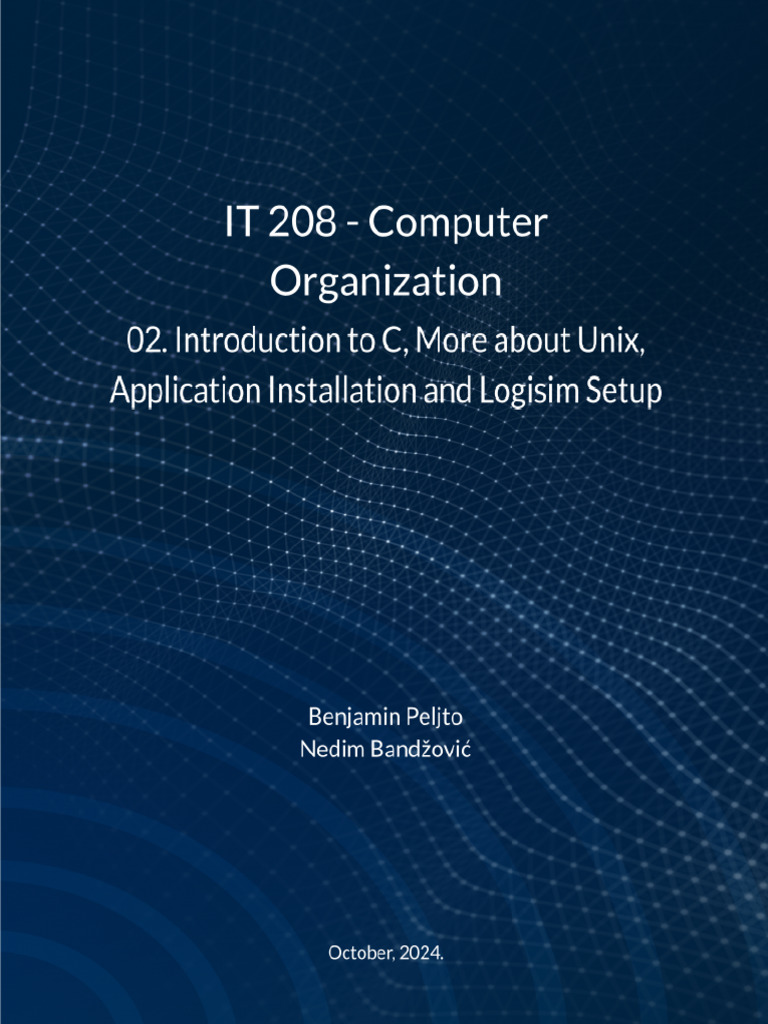 Introduction To C, More About Unix, Application Installation and ...