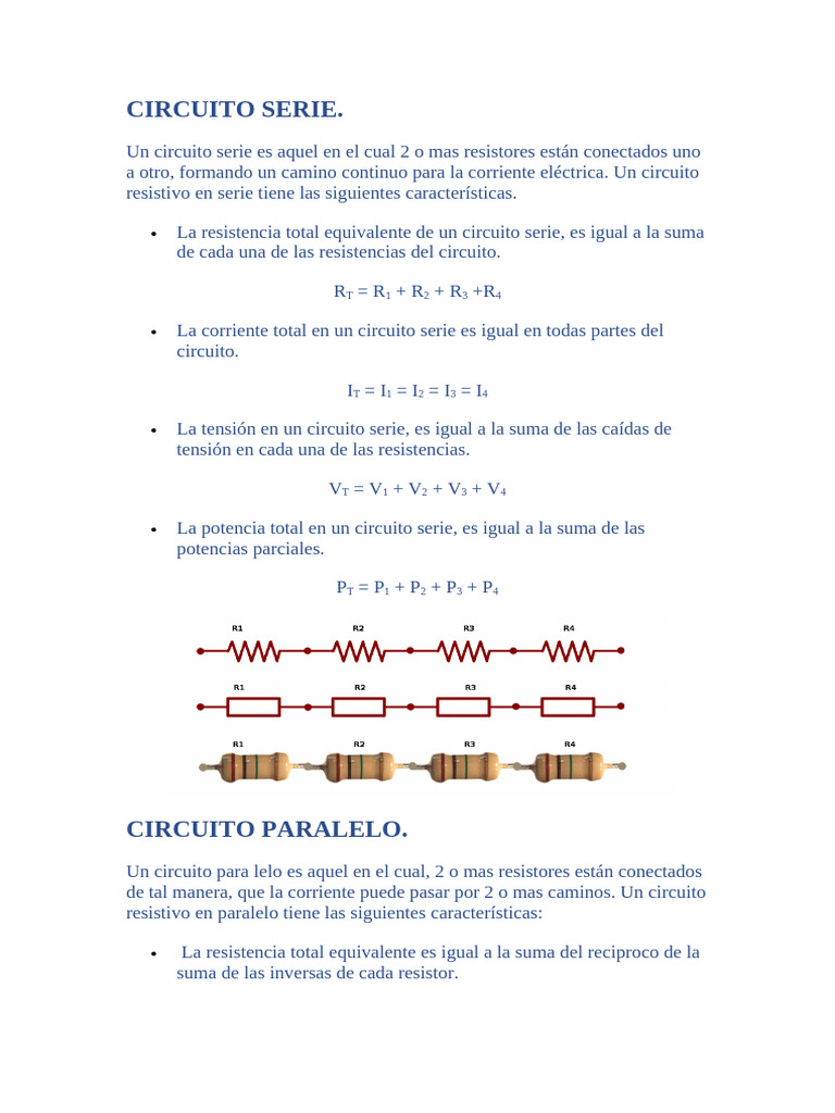 Circuitos Serie, Paralelo y Mixtos | PDF