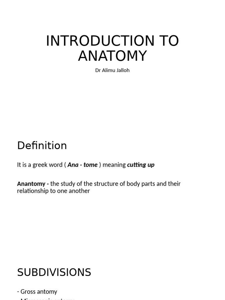 Introduction To Anatomy | PDF | Anatomical Terms Of Motion ...