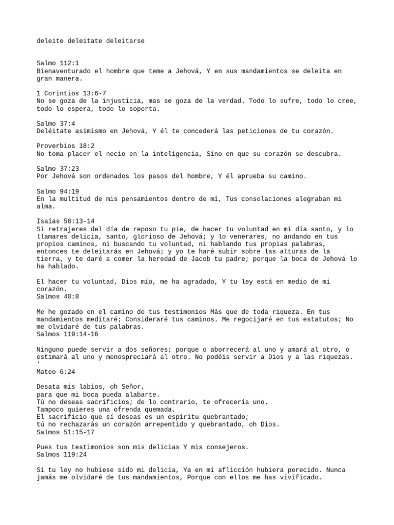deleite deleitate deleitarse versiculos | PDF | Salmos | Contenido bíblico