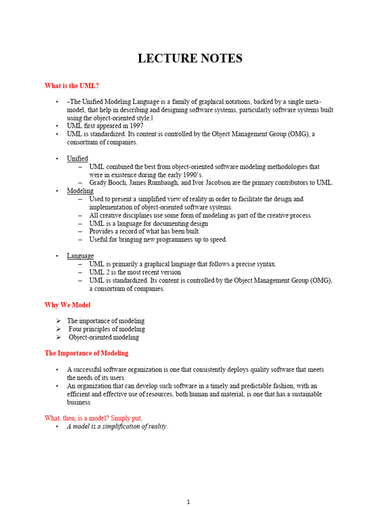 Unit1 Topics | PDF | Class (Computer Programming) | Unified Modeling Language