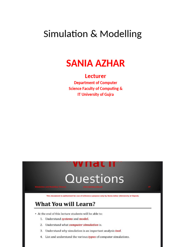 Simulation and Modelling Overview | PDF