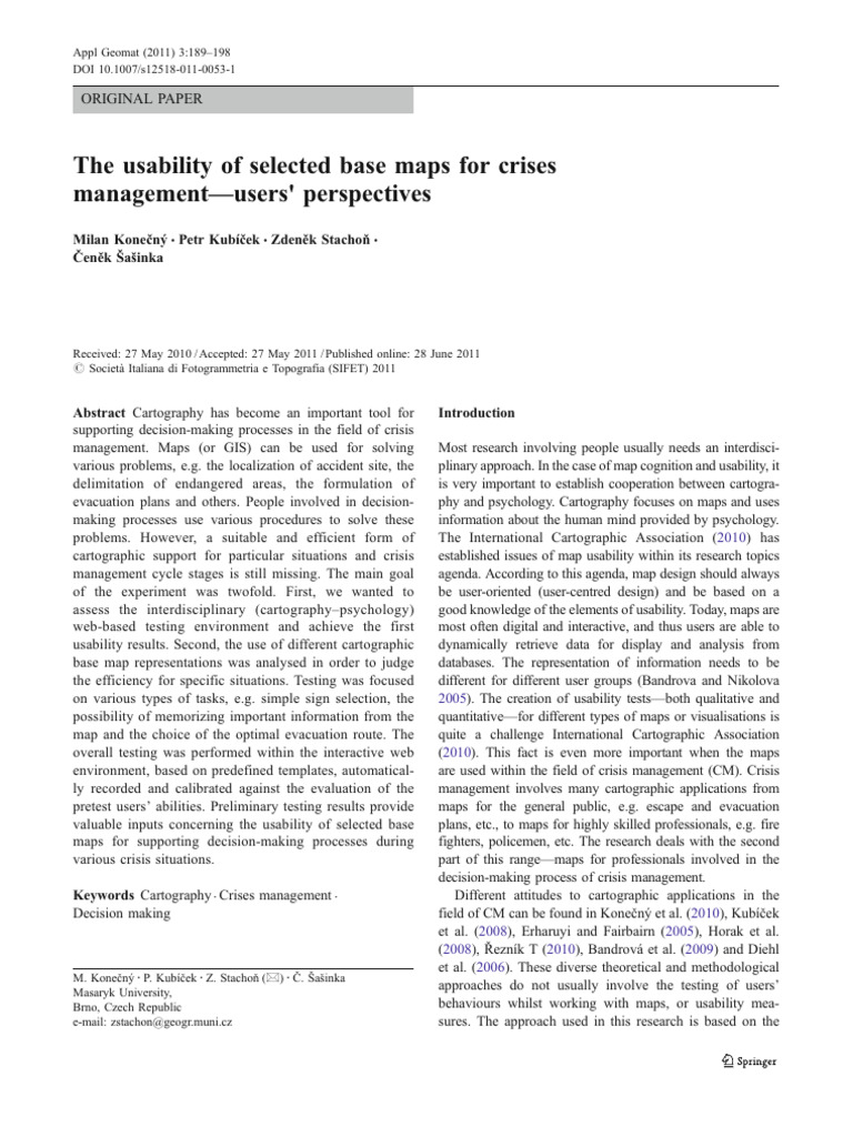 The Usability of Selected Base Maps For Crises Management ...
