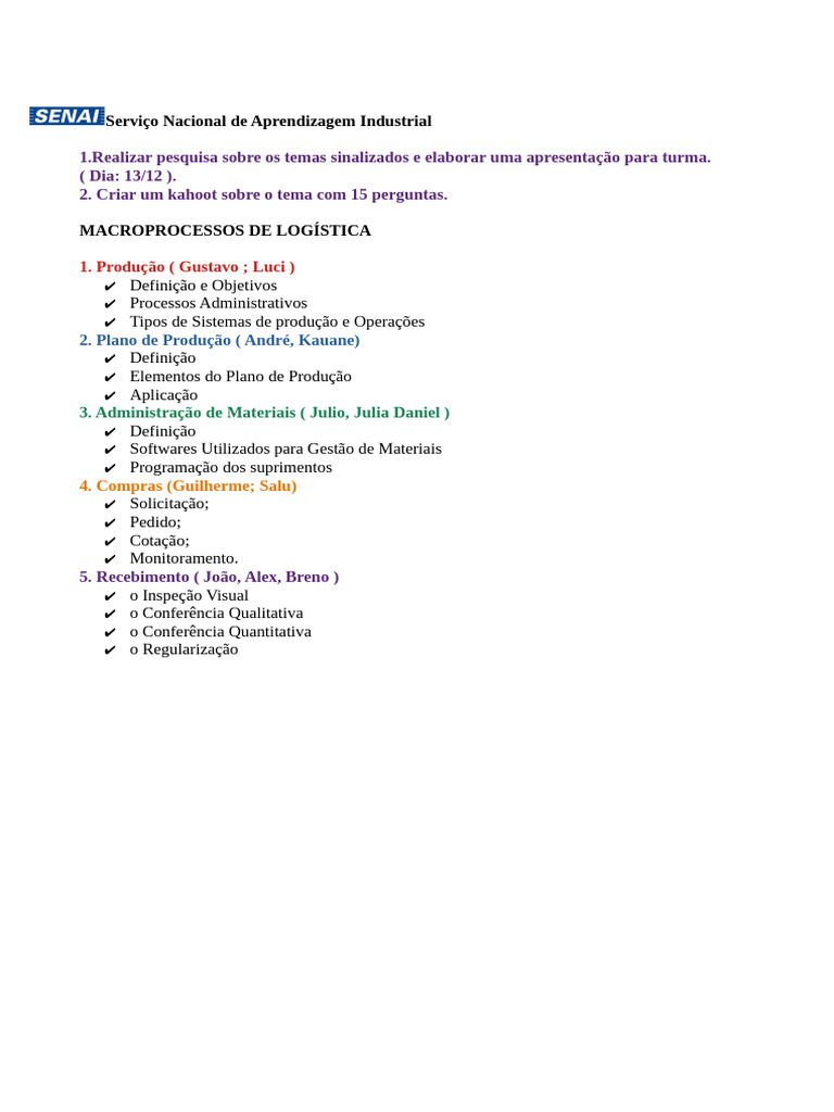 Atividade Processos Logisticos | PDF