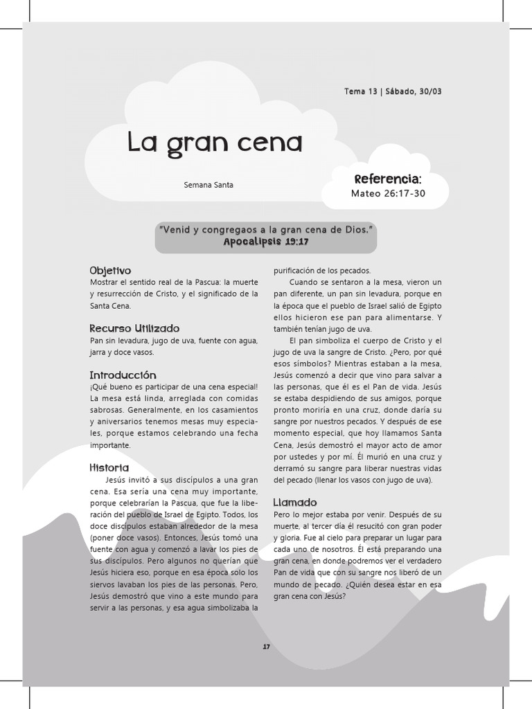 13 La Gran CenaLa Gran Cena | PDF | Pascua de Resurrección | Jesús