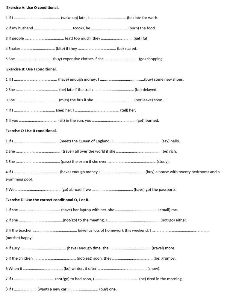 Conditionals 0 1 2 | PDF
