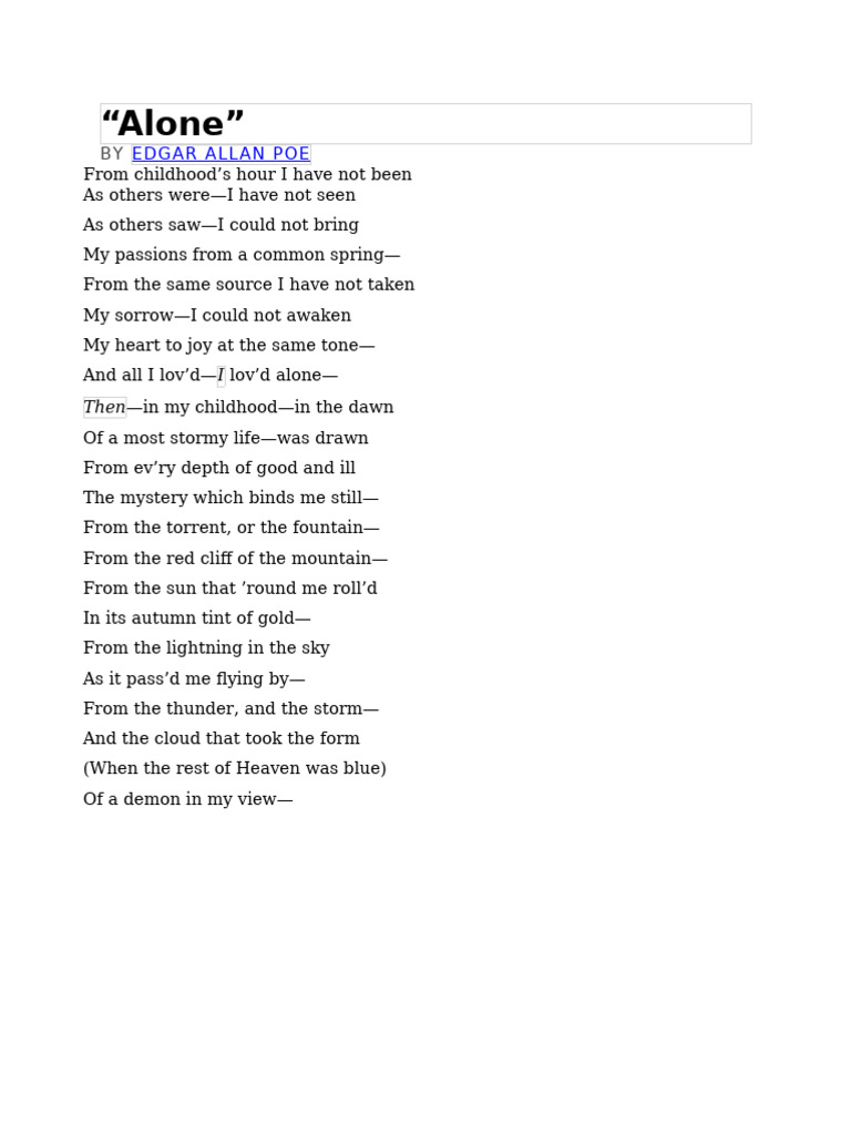 Alone | PDF