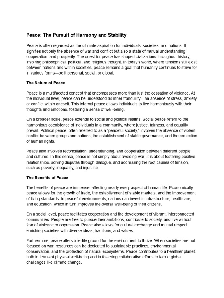 peace | PDF | Peace | Conflict Resolution