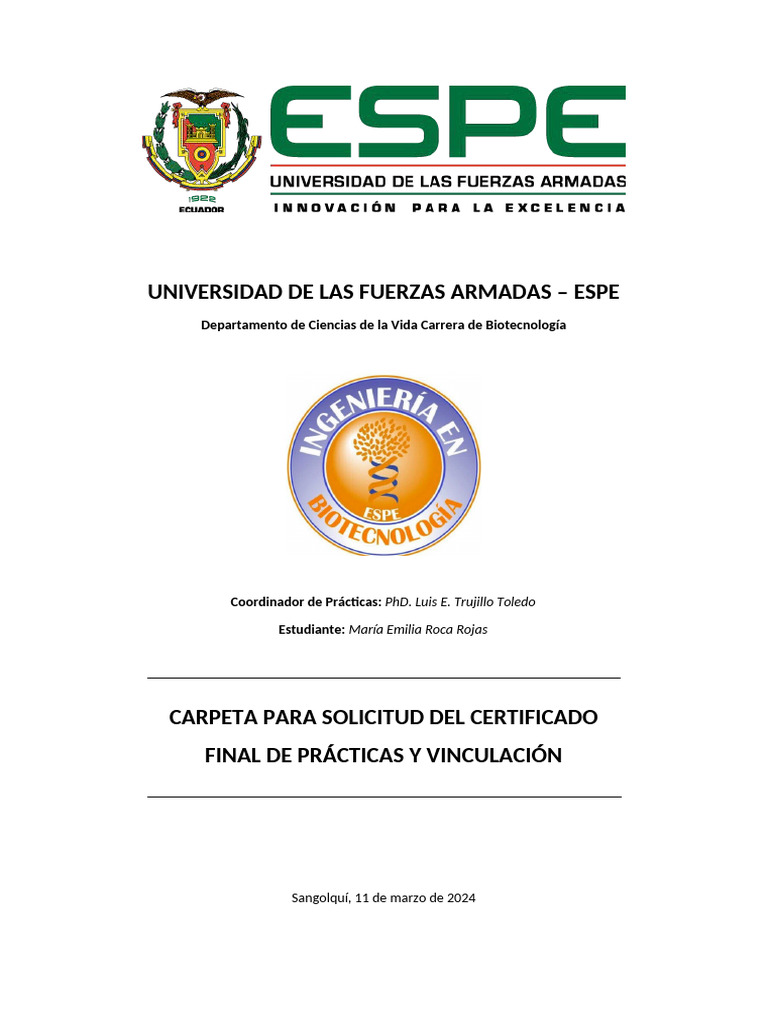 Solicitud Certificado Prácticas ESPE | PDF