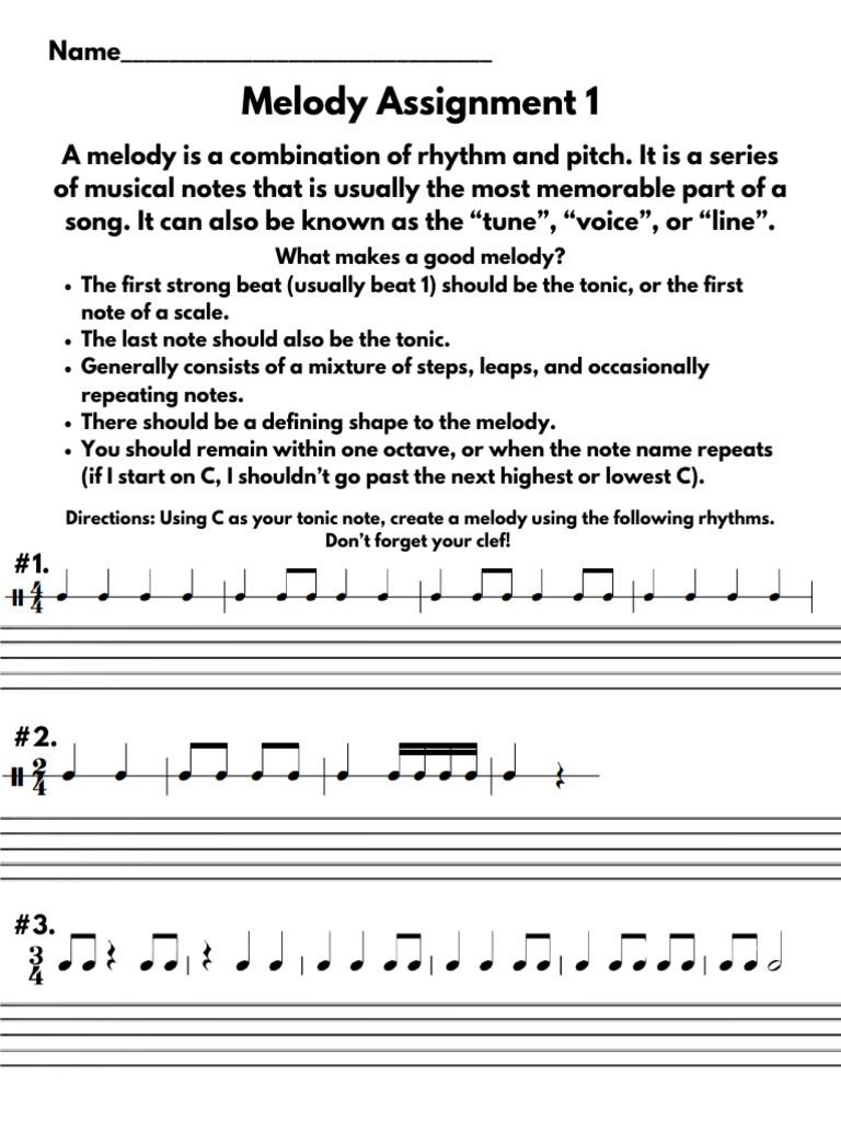 Melodyworksheet 12 | PDF
