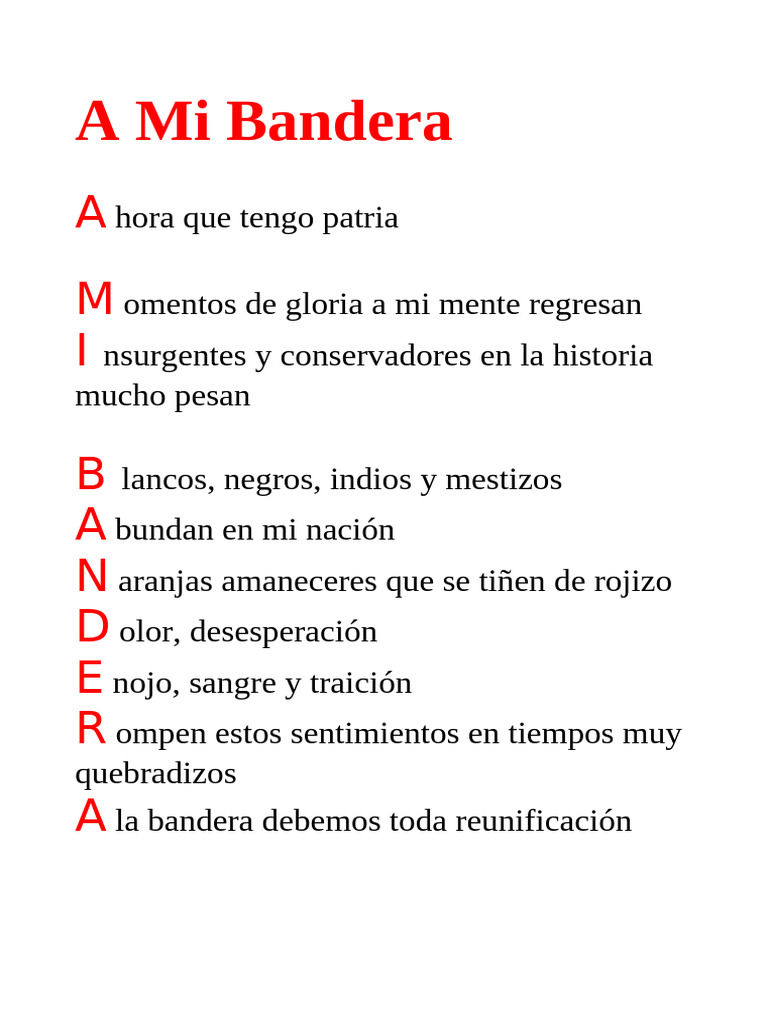 Acrostico a Mi Bandera | PDF