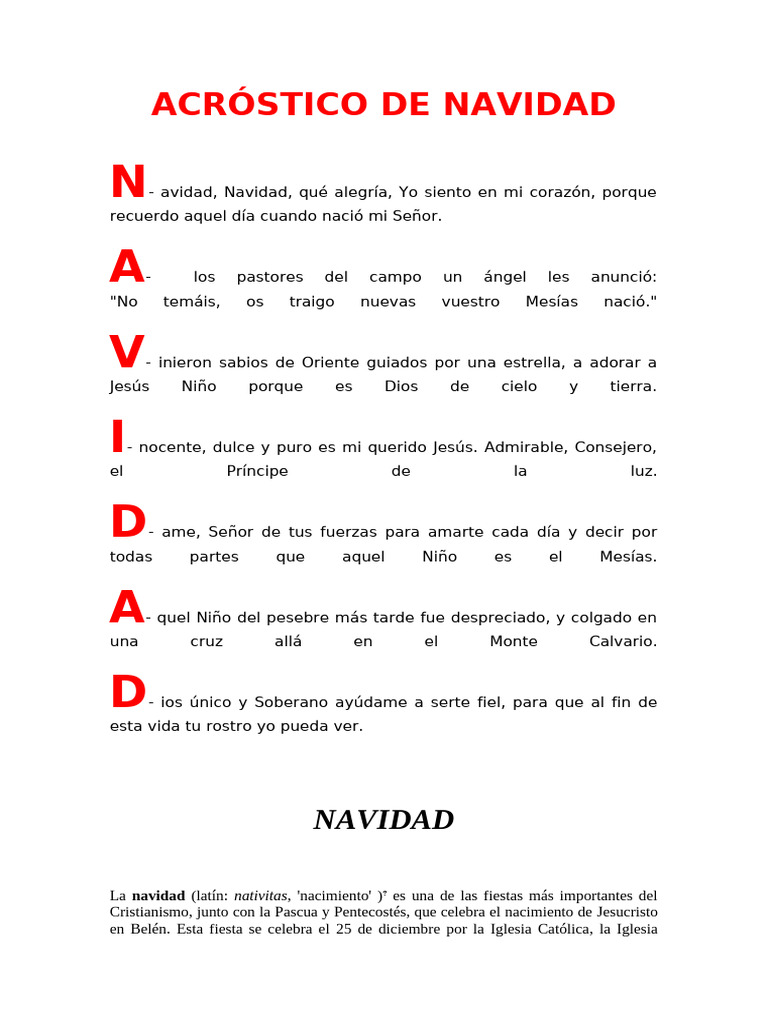 ACRÓSTICO DE NAVIDAD | PDF | Navidad