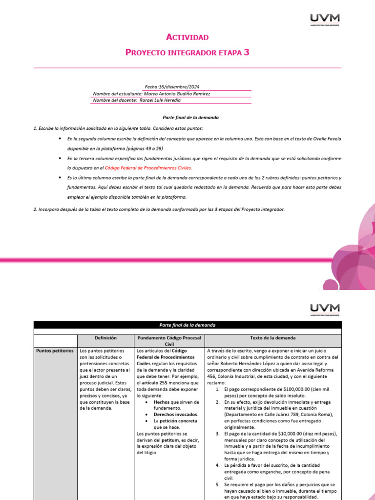 Act8 - Magr Procesal Civil | PDF | Demanda judicial | Ley procesal