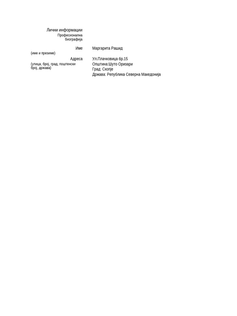 CV Margarita Rasid | PDF