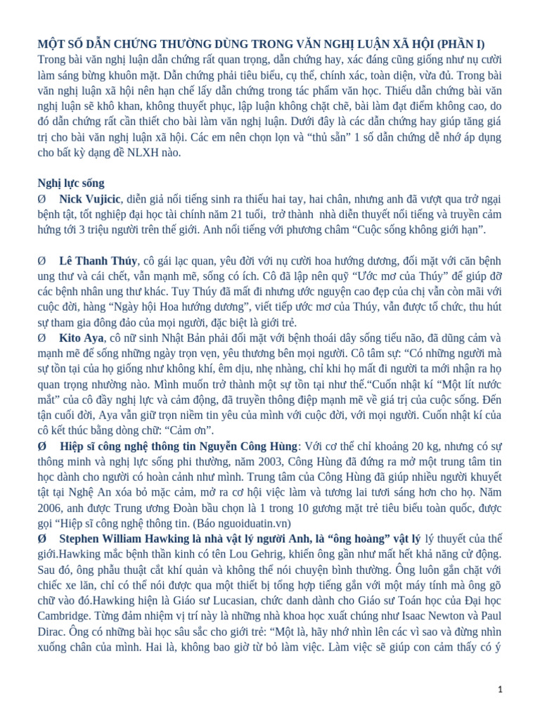 SƯU TẦM DÂN CHỨNG NLXH | PDF