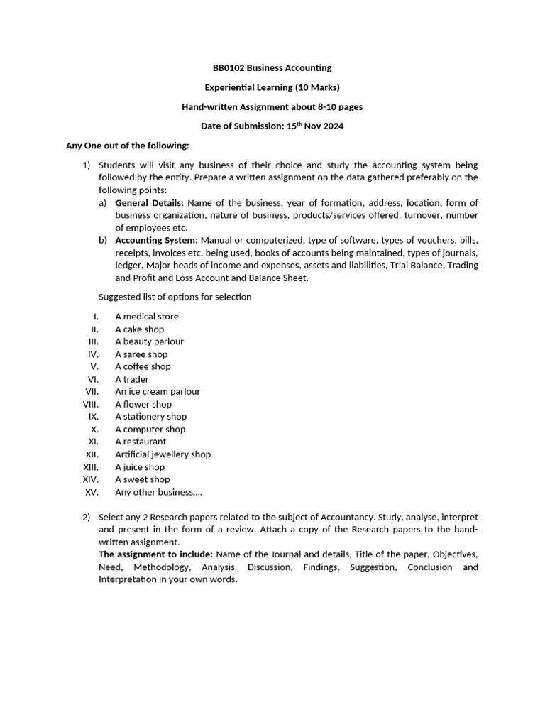 Experiential Learning Assignment | PDF