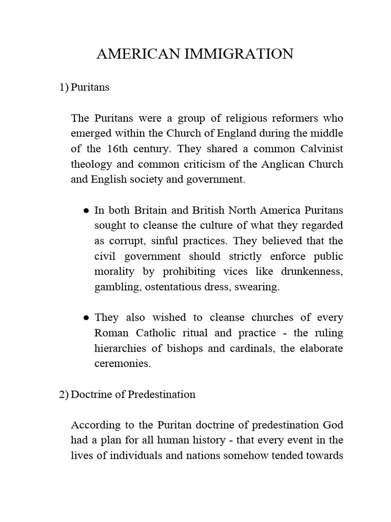 american immigration | PDF | Puritans | Immigration