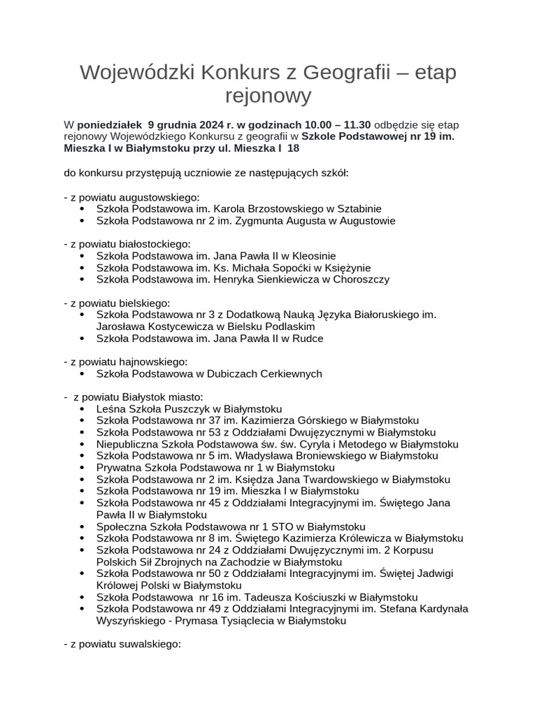 Konkurs Geografia | PDF