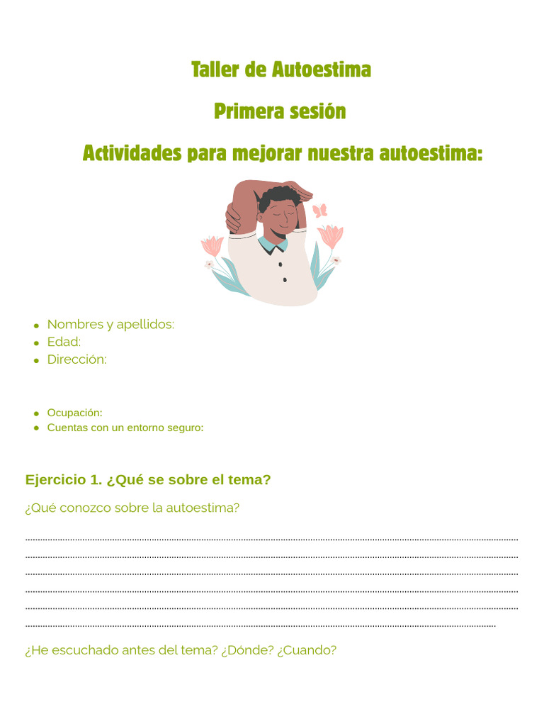 Tarea de La Primera Sesión de Taller de Autoestima | PDF | Autoestima | Sicología