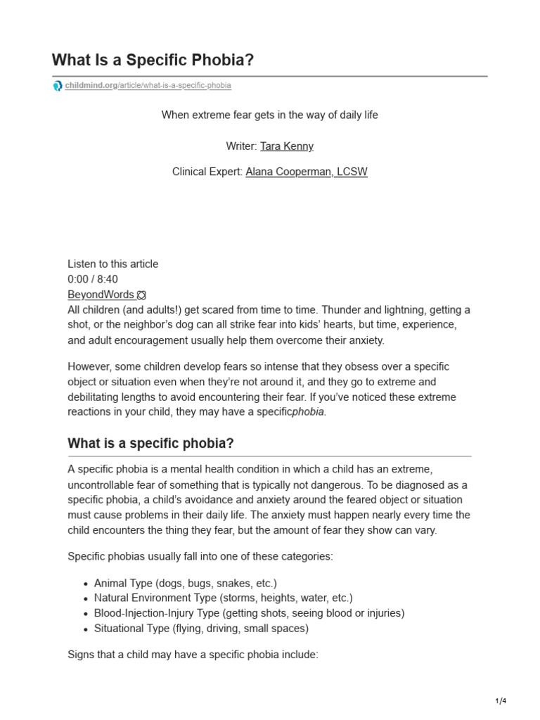 What Is A Specific Phobia | PDF | Phobia | Fear