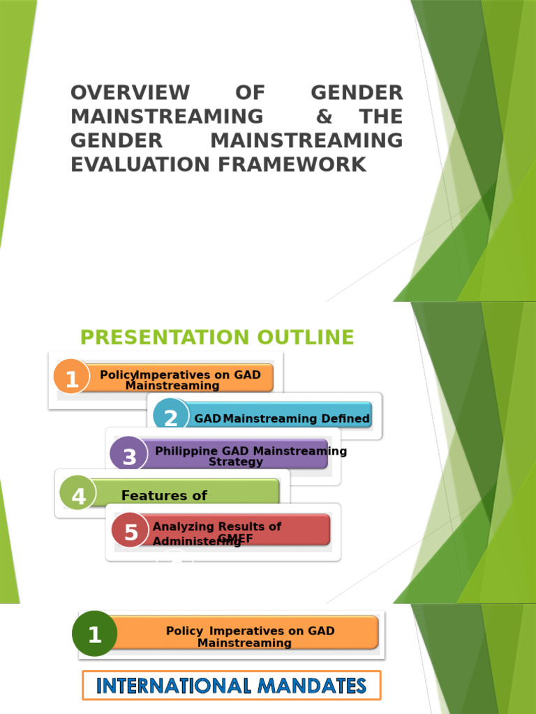 Overview of Gender Mainstreaming.pptx3 | PDF | Gender Mainstreaming | Policy