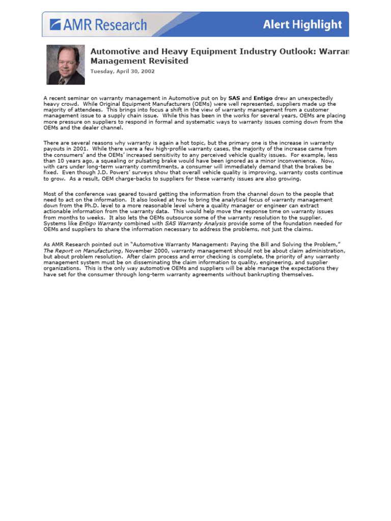 AMR Research ARTICLE 10344-Automotive and Heavy Equipment Industry ...