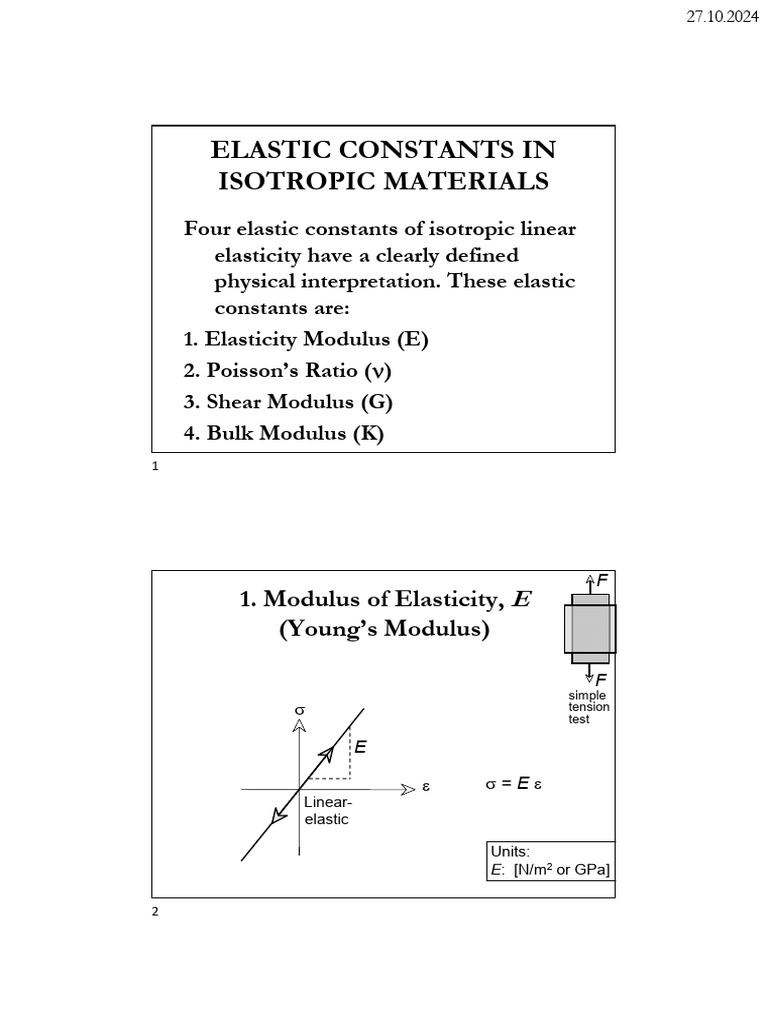 Elastic Constants of Isotropic Materials | PDF | Young's Modulus ...