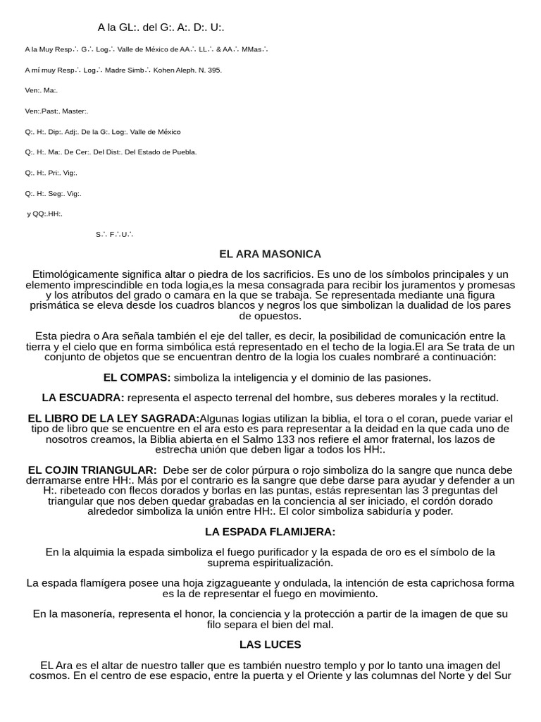 El Ara Masonica | PDF | Altar