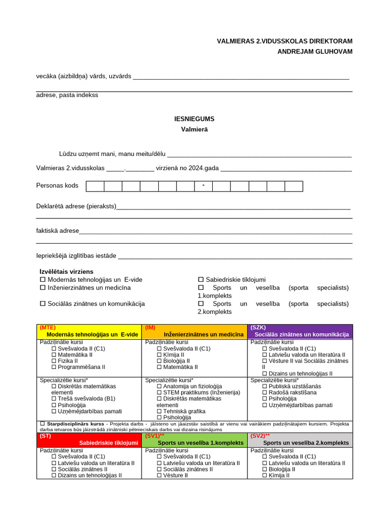 2024 Iesniegums-Vidusskola 2 | PDF