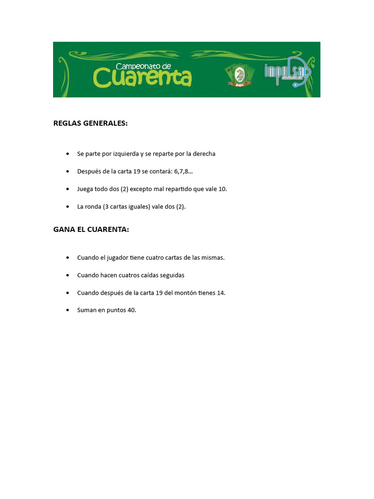 Reglas Cuarenta | PDF