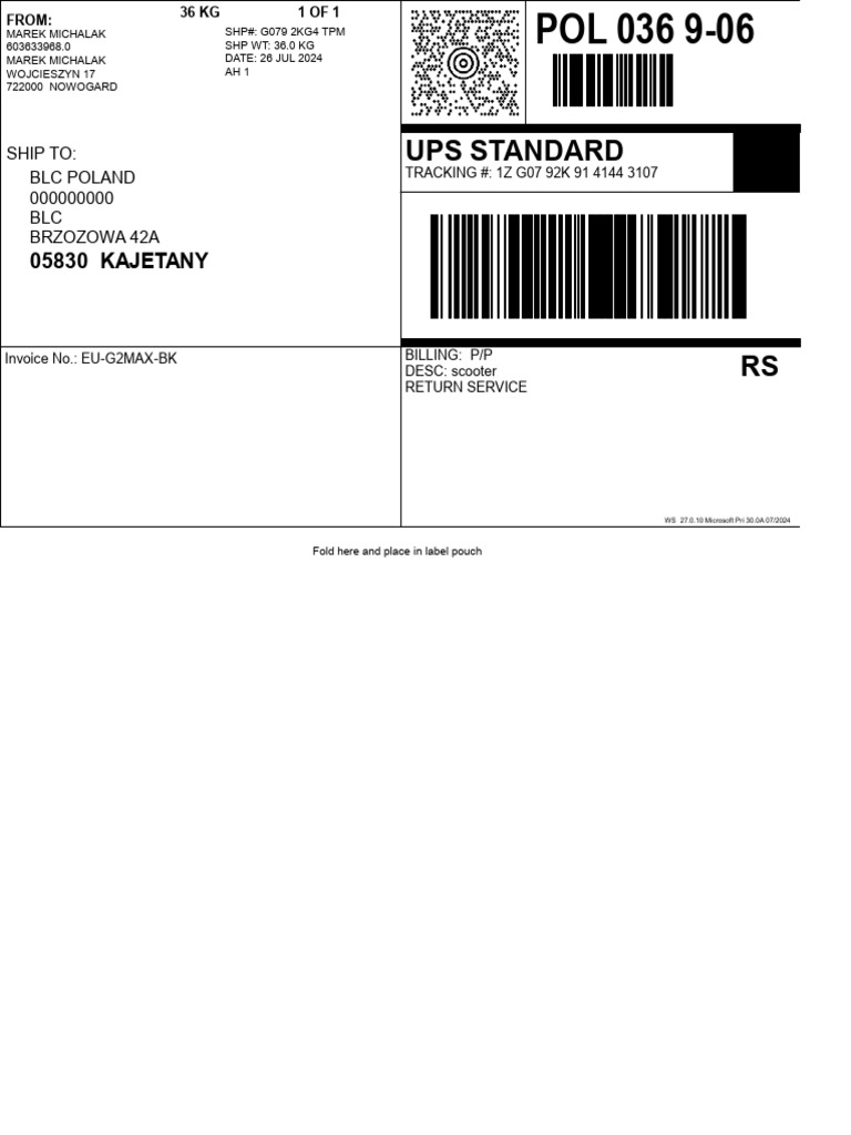 Ups Standard: 05830 KAJETANY | PDF