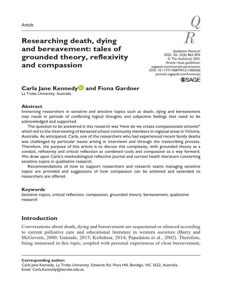 Researching Death, Dying and Bereavement - Tales of Grounded Theory ...