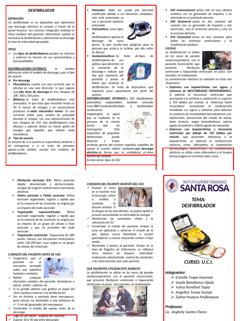 Triptico Desfibrilador | PDF | Enfermedades y trastornos | Fisiología
