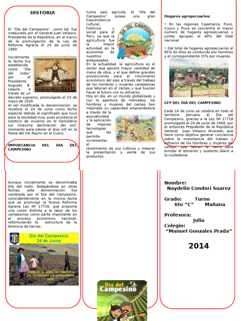 Triptico Dia Del Campesino | PDF | Agricultura | Campesino