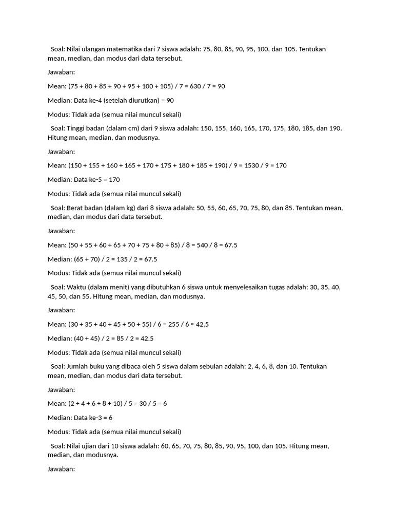 Soal Modus Median Mean | PDF