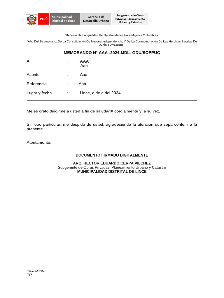 Formato de Memorando | PDF