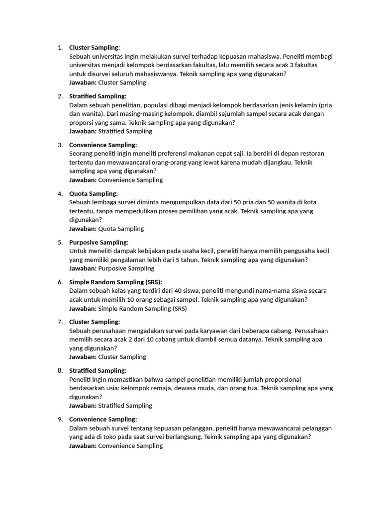 Contoh Soal Cluster Sampling | PDF