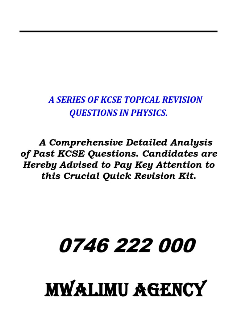 KCSE F3 PHYSICS TOPICALS | PDF | Acceleration | Force