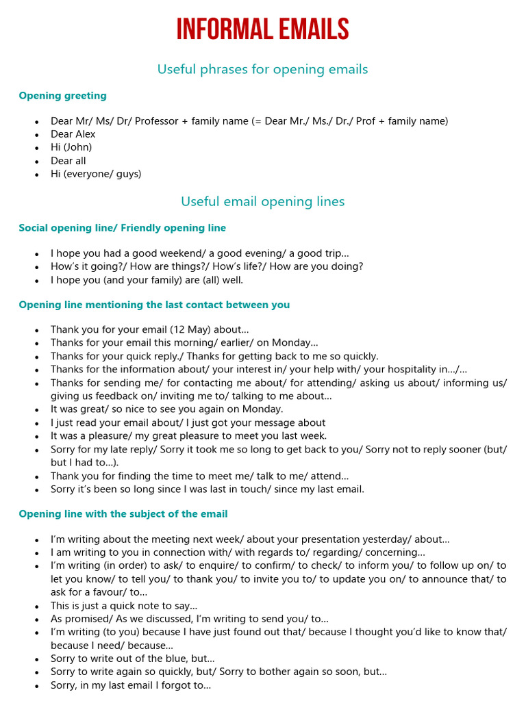 Informal Emails Pdf