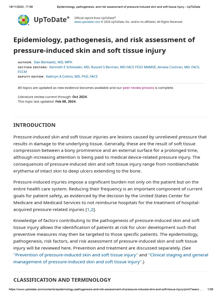 Epidemiology, Pathogenesis, and Risk Assessment of Pressure-Induced ...
