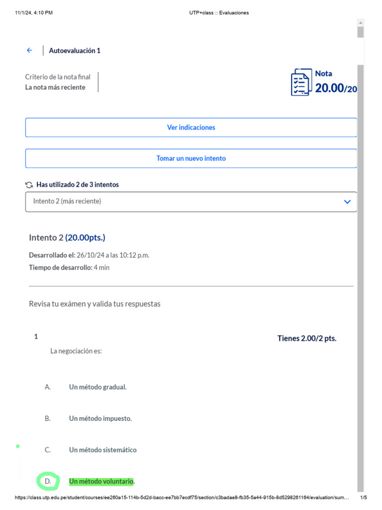 UTP+class __ Autovaluacion 1 | PDF