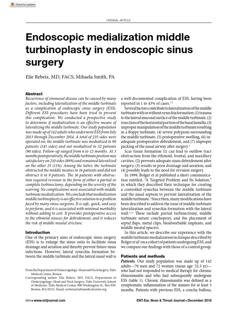 Rebeiz Smith 2019 Endoscopic Medialization Middle Turbinoplasty in ...